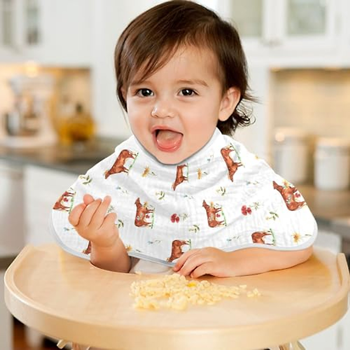 vvfelixl Muslin Burp Cloths Cows Wildflowers Baby Washcloths for Baby Girl Boys 2 Pack White