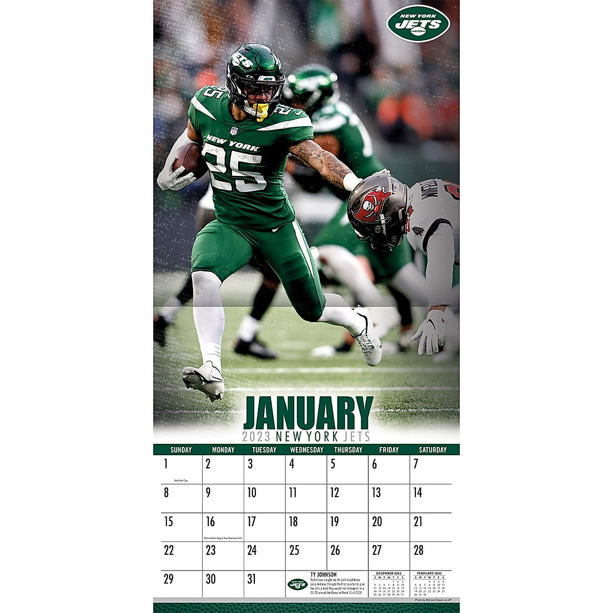 Turner Licensing New York Jets 2023 12" x 12" Team Wall Calendar