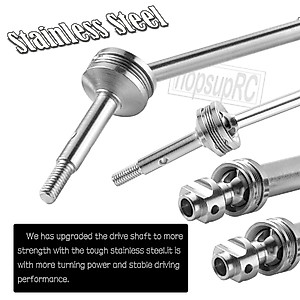 hopsupRC #45 Steel Drive Shaft CVD Upgrades for 1/10 Slash VXL 4X4,Rustler VXL 4X4,Stampede VXL 4X4,Hoss VXL 4X4 4WD,Stainless Front Rear Driveshaft Axles with Hex Hops up,Silver