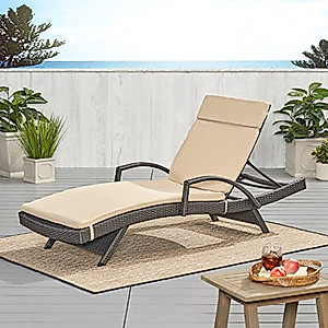 Christopher Knight Home Salem Outdoor Water Resistant Chaise Lounge Cushion, Textured Beige