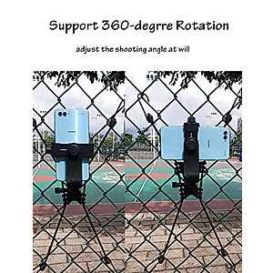 Phone and Action Camera Chain Link Fence Mount with Clip Holder Compatible with iPhone Samsung GoPro DJI OSMO AKASO,Suitable for Recording Baseball Softball and Tennis Games