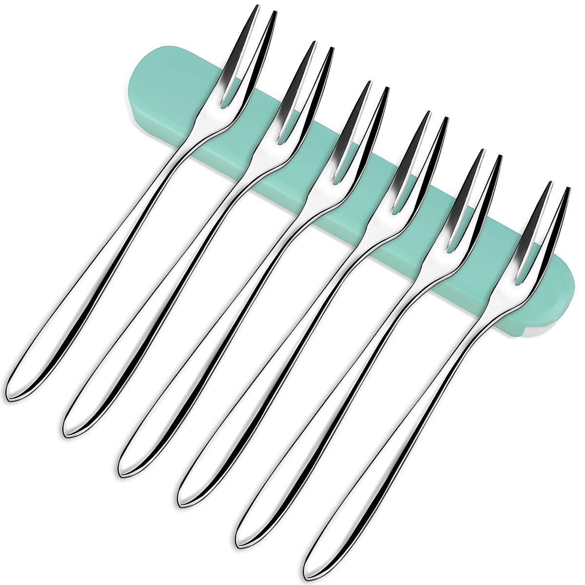 6pcs Premium Escargot Forks Gift Set for Dessert Cake Fruit Salad Appetizer Crab, Stainless Steel Metal Small Tasting Pastry Forks Mirror Polished, Silver Lovely Table Dinner Forks Dishwasher Safe