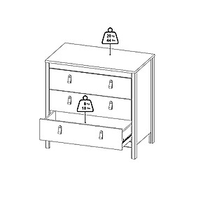 Tvilum 3 Drawer Chest, White