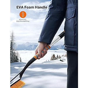 AstroAI 40" Snow Brush and Ice Scrapers for Car Windshield, Detachable Snow Scrapers with Ergonomic Foam Grip for Cars, Trucks, SUVs (Heavy Duty ABS, PVC Brush, Orange)