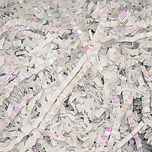 MagicWater Supply Crinkle Cut Paper Shred Filler (2 LB) for Gift Wrapping & Basket Filling - Diamond White
