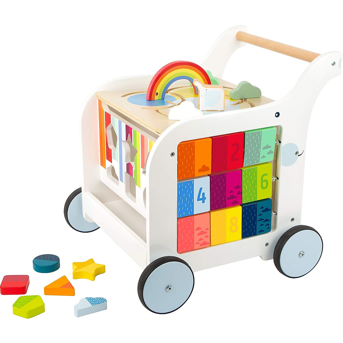 Small Foot Wooden Toys Premium Sweet Elephant Baby Walker & 5-in-1 Activity Center Designed for Toddlers 12+ Months