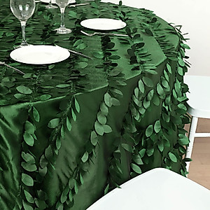 Efavormart 132" Leaf Petal Taffeta Tablecloth Round - Green for Wedding, Party, Event, Banquet, Decoration, Dessert Table Exhibition, Events Table Cover, Indoor Outdoor