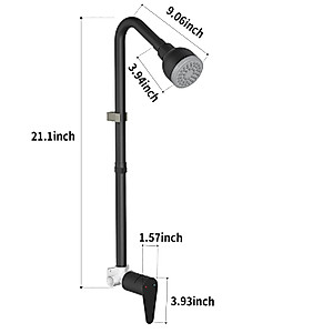 Outdoor Shower Stainless Steel Exposed Shower Head Kit, Environmentally Friendly Faucet, Shower Head Outdoor Backyard Poolside Beach Pool Spa for Easy Installation, Matte Black