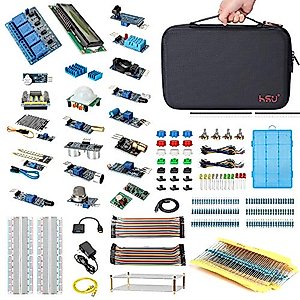 HSU Development Kit for Raspberry Pi 3/4 and Arduino with 16 Different Sensor Modules, Hundreds of Electronic Components, Other Necessary Accessories and Big Carrying Case (Advanced)