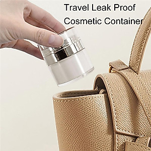 LXIANGN 3Pcs Airless Pump Jars,Refillable Empty Airless Pump Jar Vacuum Push Down Moisturizer Pump Dispenser for Serums,Skincare Cream,Essence,Leak Proof Portable Travel Container (0.5oz,1oz,1.7oz)
