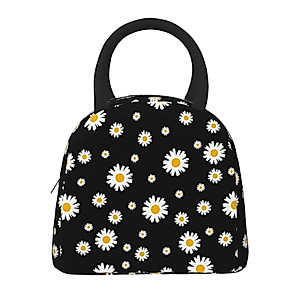 Mokigol Daisy Lunch Box Insulated Reusable Lunch Bag for Women/Men,Adult Thermal Tote Lunch Box, Portable Leakproof Cooler Bags for Work/School/Picnic/Travel/Beach