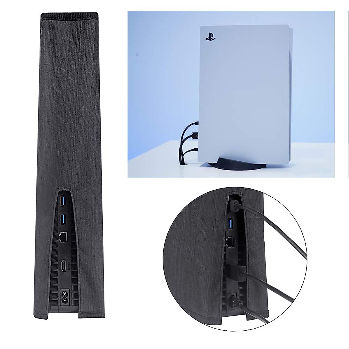 PS5 Nylon Comfortable Lining Dust Case, Anti-Scratch Waterproof Cover for Playstation 5 Digital Edition/Ultra HD Console (Ultra HD&Digital Edition, Black 4)