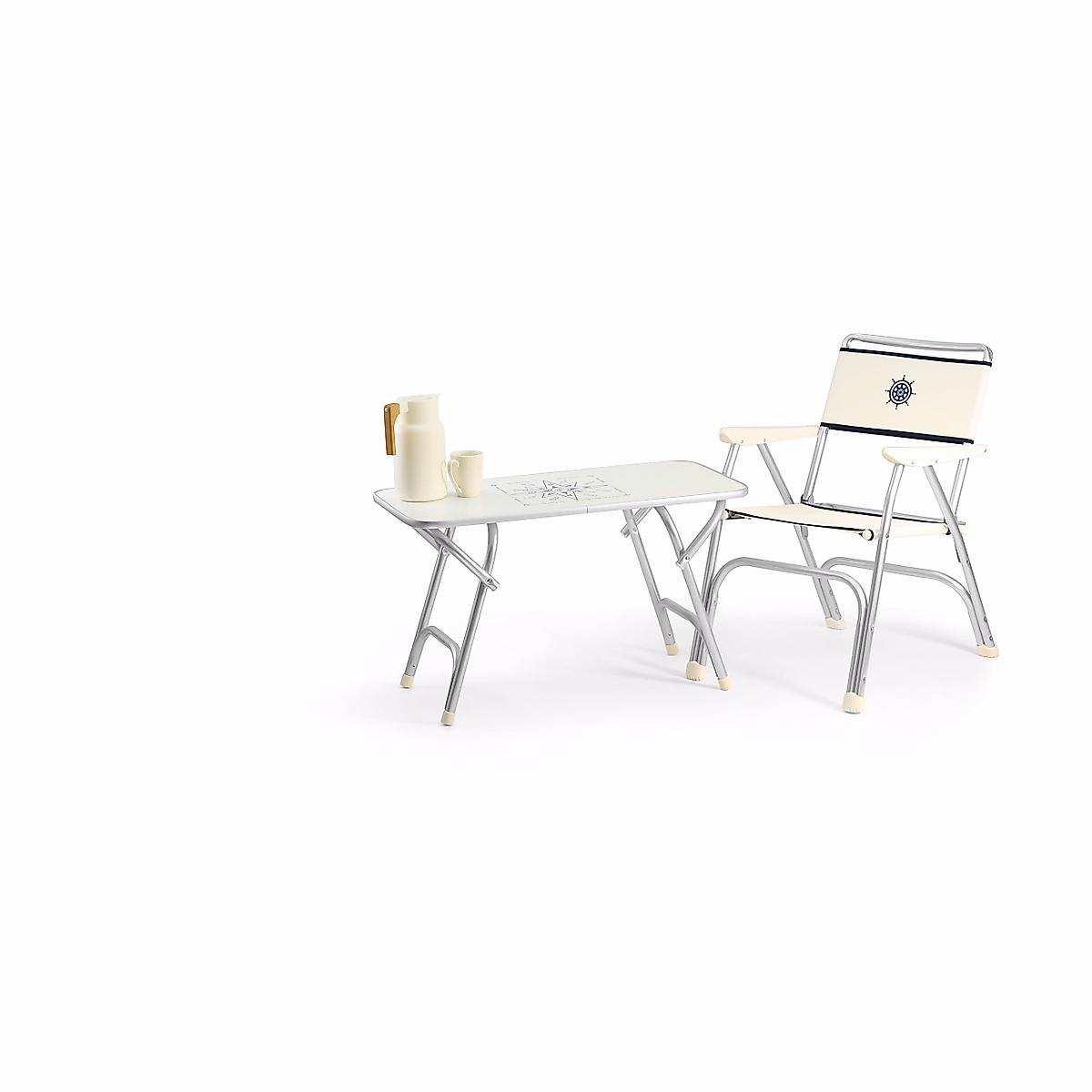 FORMA MARINE Boat Chairs White Vinyl MESH Deck Folding Marine Aluminum Furniture Set of 2 M100PW