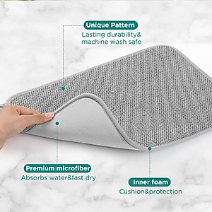 GeeRic Microfiber Dish Drying Mat, Super Absorbent Kitchen Dish Drying Pad, Reversible for Countertop, 12 * 16 inch Gray