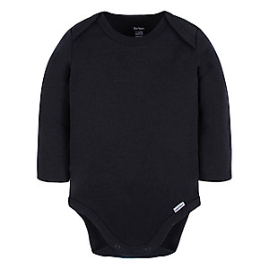Gerber Unisex Baby Long Sleeve Solid Onesies Multi-Pack Interlock 180 GSM, Black