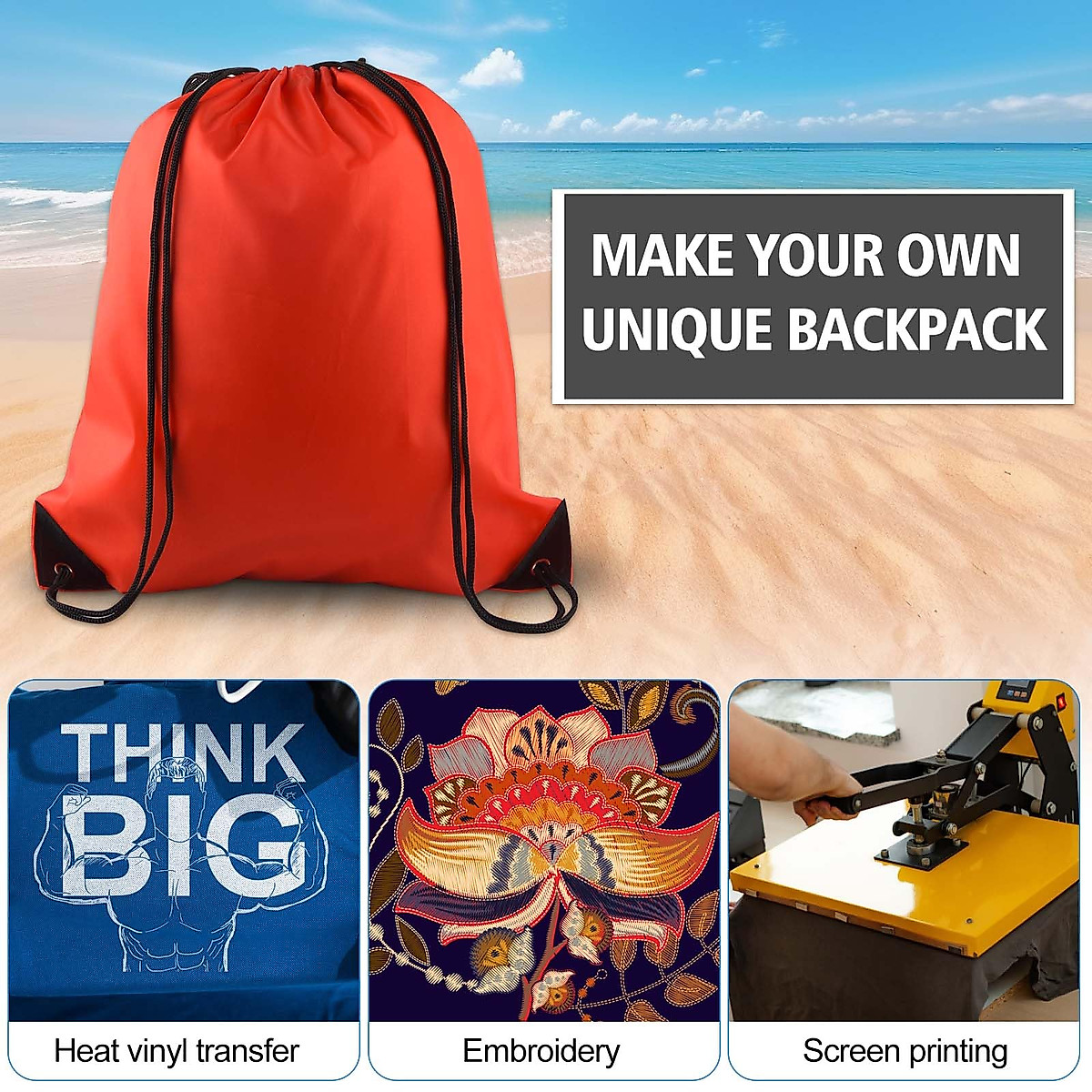 KUUQA 20 Pcs Drawstring Backpack Bags String Backpack Bulk Sport Gym Sack Bags for School Traveling and Storage (Red)