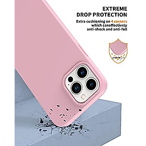 Amytor Designed for iPhone 14 Pro Max Case, Silicone Ultra Slim Shockproof Phone Case with Soft Anti-Scratch Microfiber Lining, [Enhanced Camera Protection] 6.7 inch (Pink)