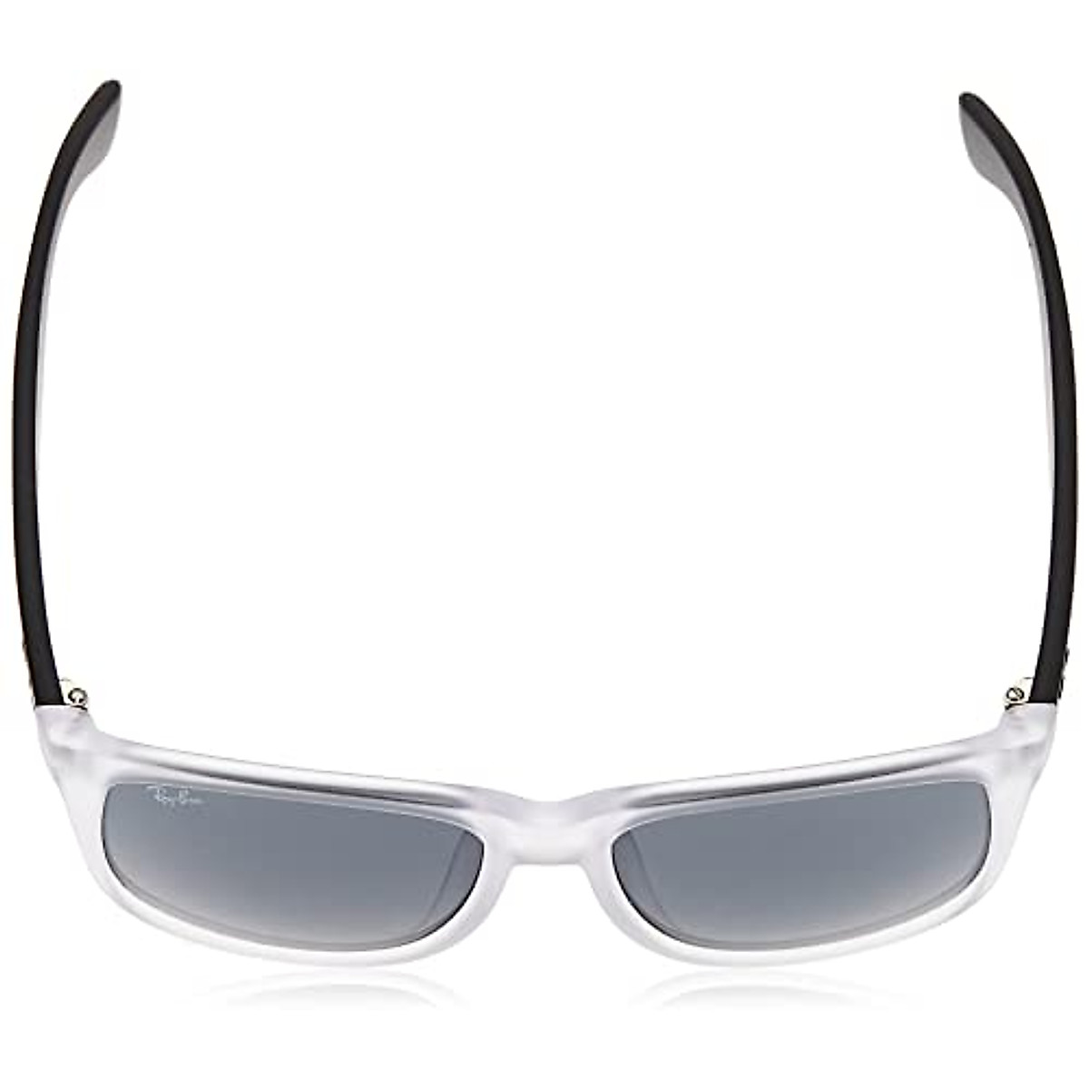 Ray-Ban RB4165F Justin Low Bridge Fit Rectangular Sunglasses, Rubber Transparent/Dark Grey, 55 mm