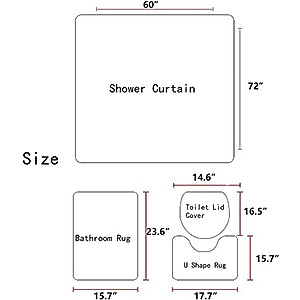 AAtter Rustic Teal Flower Shower Curtain Set Farmhouse Barn Door Flower Polyester Fabric Curtain with Non-Slip Rug, Toilet Lid Cover and Bath Mat for Bathroom Set 4 Pcs (W60''xH72'') 12 Hooks Included