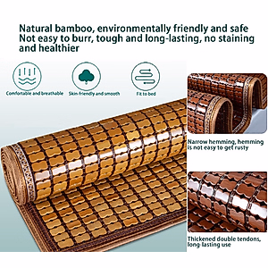 Natural Bamboo Summer Sleeping Mat, Foldable Cooling Mat for Bed, Home Quick Cooling Textile Rattan Mat, Bamboo Sleeping Mat for Home School Dormitory, Brown(Twin(39.4"*74.8"))