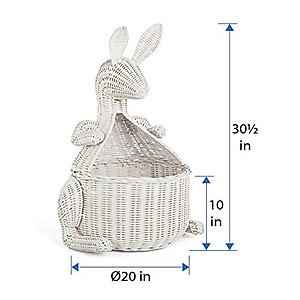Kangaroo Wicker Storage Basket, White