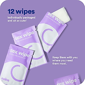 Hello Cake Sex Wipes - Flushable Wipes for Adults with Honeysuckle - Natural, PH Balanced, Biodegradable, Hygiene Wipes for the Bedroom (12 Count Bag)