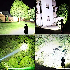 LED Rechargeable Flashlights High Lumens, 290000 Lumen Super Bright Flashlight with ΒATTERY & USB Cable, Powerful Handheld Waterproof flashlights with 4 Modes for Home/Camping/Emerge∩cy/Reading