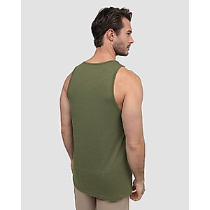 INTO THE AM Men's Essential Tank Tops - Soft Fitted Everyday Premium Sleeveless Muscle Shirt Bro Tanks for Guys (Olive Green, Large)