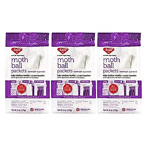 Enoz Lavender Scented Moth Ball Packets: Kills Clothes Moths, Carpet Beetles, Eggs and Larvae (6 oz Bag, 3 Pack)