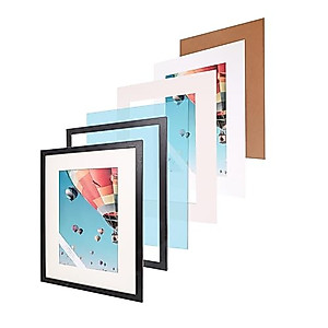 The Display Guys - Minimalist Wooden Picture Frame w. Tempered Glass - 18x24 matted to 12x18 - Wall Hanging - Black