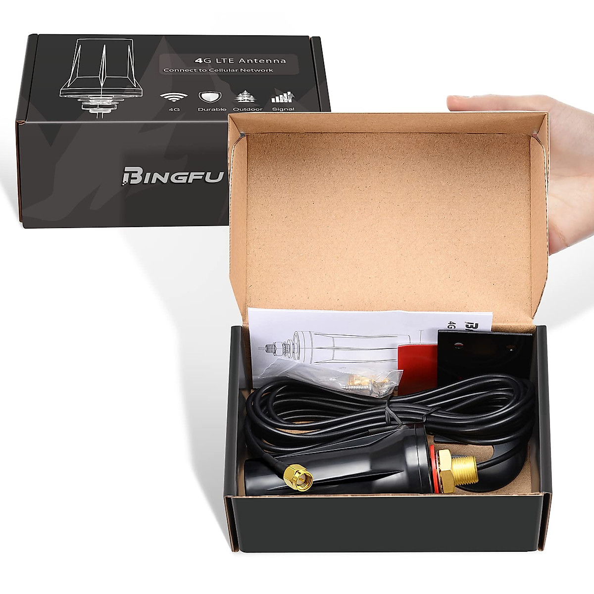 Bingfu 4G LTE Outdoor Wall Mount Waterproof Antenna SMA Male Antenna Compatible with Verizon AT&T T-Mobile Sprint 4G LTE Router Gateway Modem Cellular Trail Camera