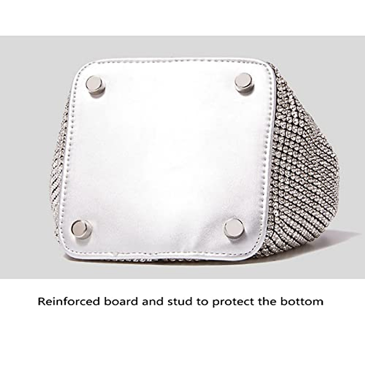 Allsolvable Rhinestone Mini Bag Women Blingbling Sparkle Purse Crystal Clutch Handbags Silver Party Prom Wedding