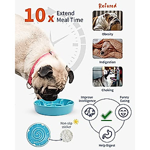 KOFPAR 2 Cup Ceramic Slow Feeder Dog Bowl, 8'' Slow Feeding Dog Dishes Medium Large Breed, Slow Eating Bowl for Fast Eater Anti-Choking Form Healthy Eating Habit, Puppy Puzzle Bowl Non-Slip Easy Clean