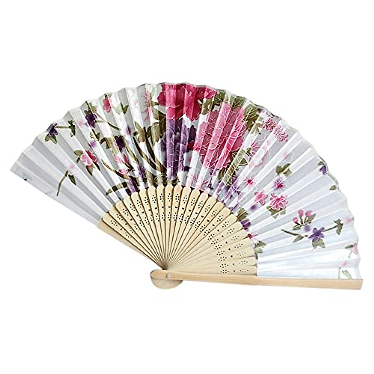 RAZZUM Decorative Folding Fans Summer Vintage Folding Bamboo Fan Chinese Style Hand Held Flower Fan for Dance Party Wedding Colorful Fan Decorations Fan (Color : J)