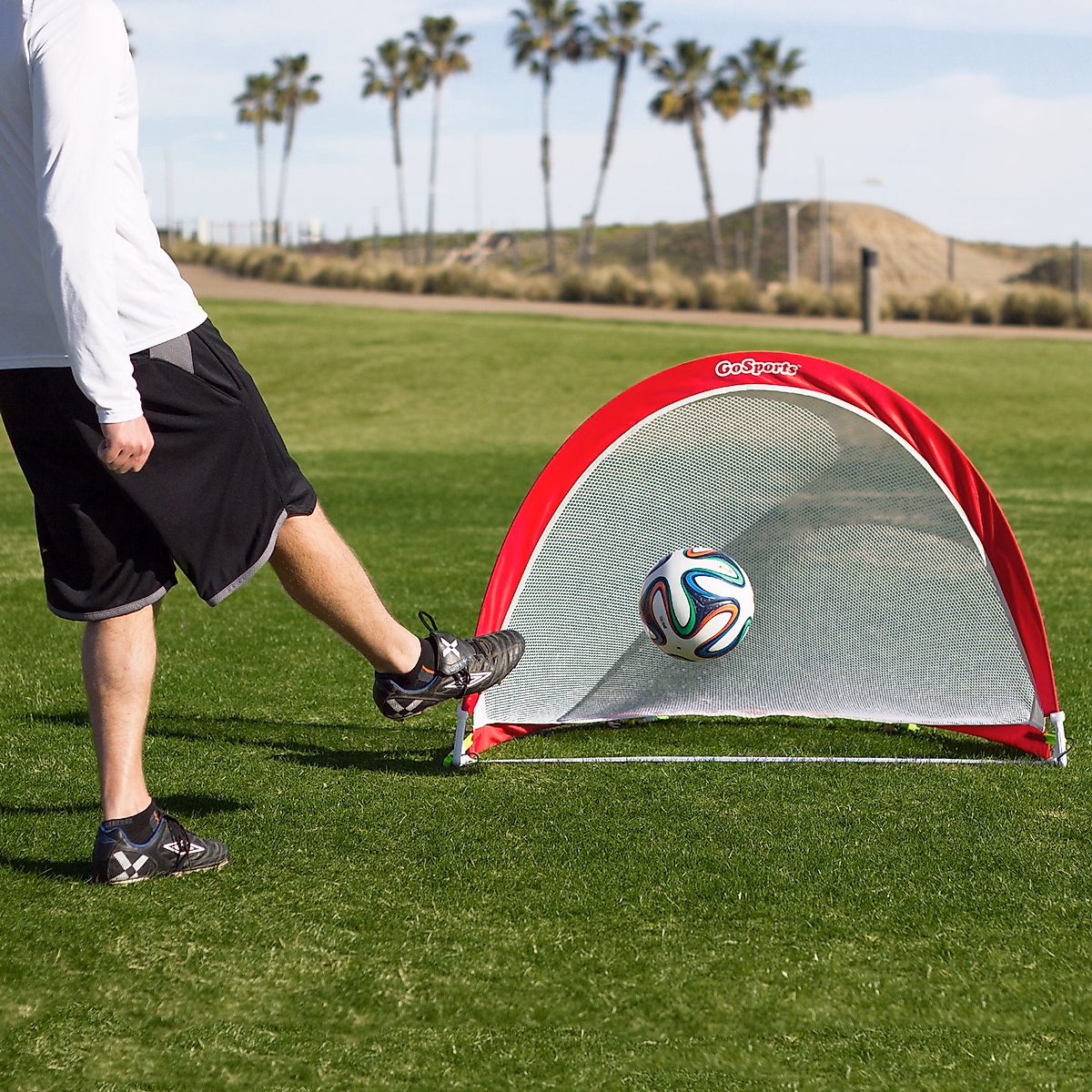 GoSports Portable Pop-Up Soccer Goals for Backyard - Kids & Adults - Set of Two Nets with Agility Training Cones and Carrying Case