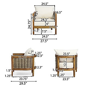 CHRISTOPHER KNIGHT HOME Burchett Outdoor 4pc Chat Set - Acacia Wood and Wicker - Teak/Mixed Brown/Beige