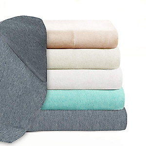 ROYALE LINENS Soft Tees Luxury Cotton Modal Jersey Knit Sheet Set, Chambray, Twin