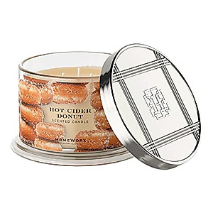 Premium Scented 4-Wick Candle, Hot Cider Donut, HomeWorx by Slatkin & Co - 18 oz - Long-Lasting Jar Candle, 30-55 Hours Burn Time - Harvest Apple, Cinnamon Sugar, Vanilla Bean & Spiced Cider