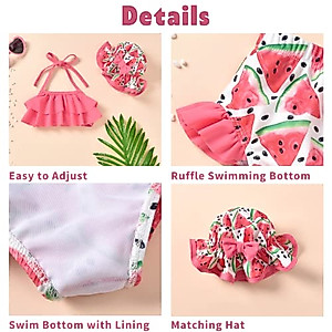 Little Toddler Girls Swimsuit Bikini Watermelon Two Pieces Bathing Suit Swimwear Summer Beach Wear Set Pink 4T - 5T