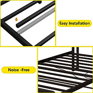 IRONCK Twin Bed Frames for Kids, Platform Bed with Storage Headboard and Charging Station, Heavy Duty Metal Slats, Noise Free, Easy Assembly, Vintage Brown