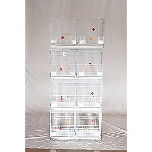 Seny Set of 4 Stackable Breeding Bird Cage for Canary Finch Small Birds (White)