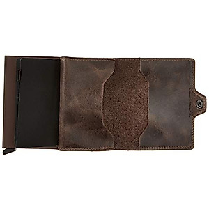 Secrid Twin Wallet, Vintage Chocolate, Genuine Leather with RFID Protecton, Holds up to 16 Cards