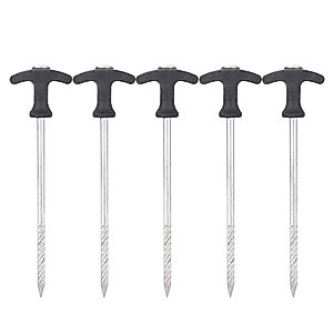 Outdoor Tent Stakes, 5 Pcs T-shaped Nail Pegs Camping Screw Nail for Frozen Soil Ice Surface