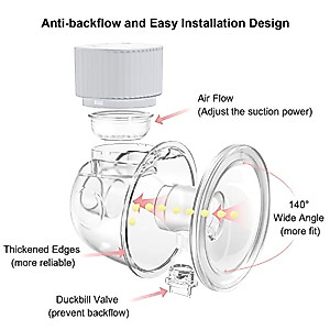 Double Wearable Breast Pump - KRX Electric Breast Pump Hands Free - 3 Mode and 9 Levels Touch Screen - Low Noise and Painless Breastfeeding - 19mm + 22mm + 25mm Flange YD-1193