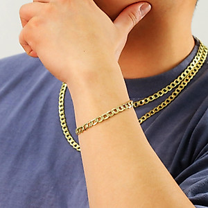 Nuragold 14k Yellow Gold 6.5mm Cuban Curb Link Chain Bracelet, Mens Womens Jewelry 7" 7.5" 8" 8.5" 9"