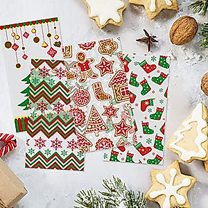 Colorbib Christmas Cellophane Bags 170pcs with 180pcs Treat Bags with Twist Ties Gnome and Christmas Ball Pattern Snack Bags for Christmas Party Supplies Candy Goodie 10 Assorted Styles