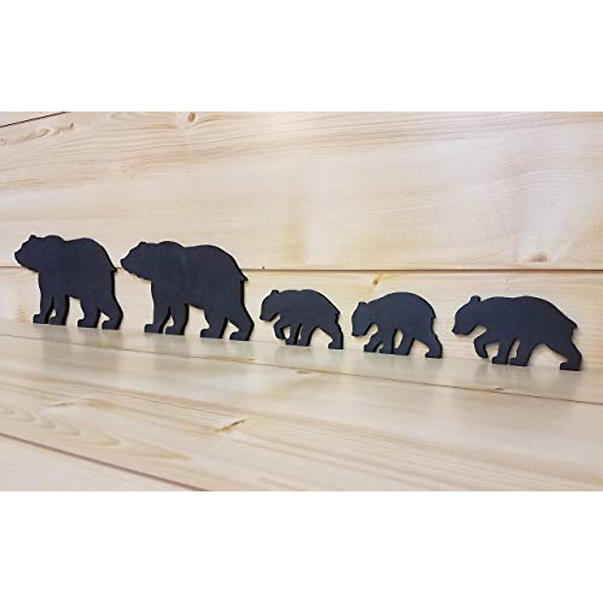 Black Bear Family - Bear Wall Art - Bear Woodwork - Wooden Bear Silhouette - Bear Family Art - Bear Family of 5 - Animal Art