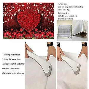 Red Rose Flower Wall Backdrop Floral Photography Background for Wedding Bridal Shower Adults Women Birthday Party Cake Tables Decoration Studio Props Banner (7X5FT(82x59inch))
