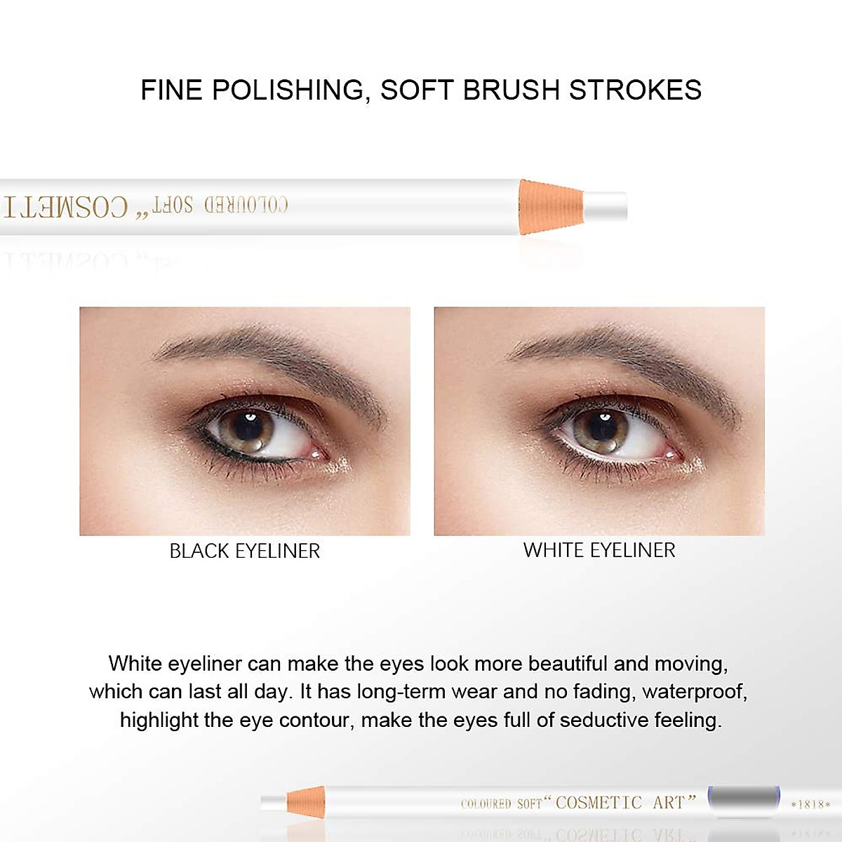 Ownest 3 Pcs Microblading White Eyeliner Eyebrow Pencil,Smooth Draw Eyeliner Eyebrow Peel-off Pencil Waterproof Marker Eye Liner Eyebrow Pencil Permanent Makeup,with 10 Eyebrow Trimming Blade