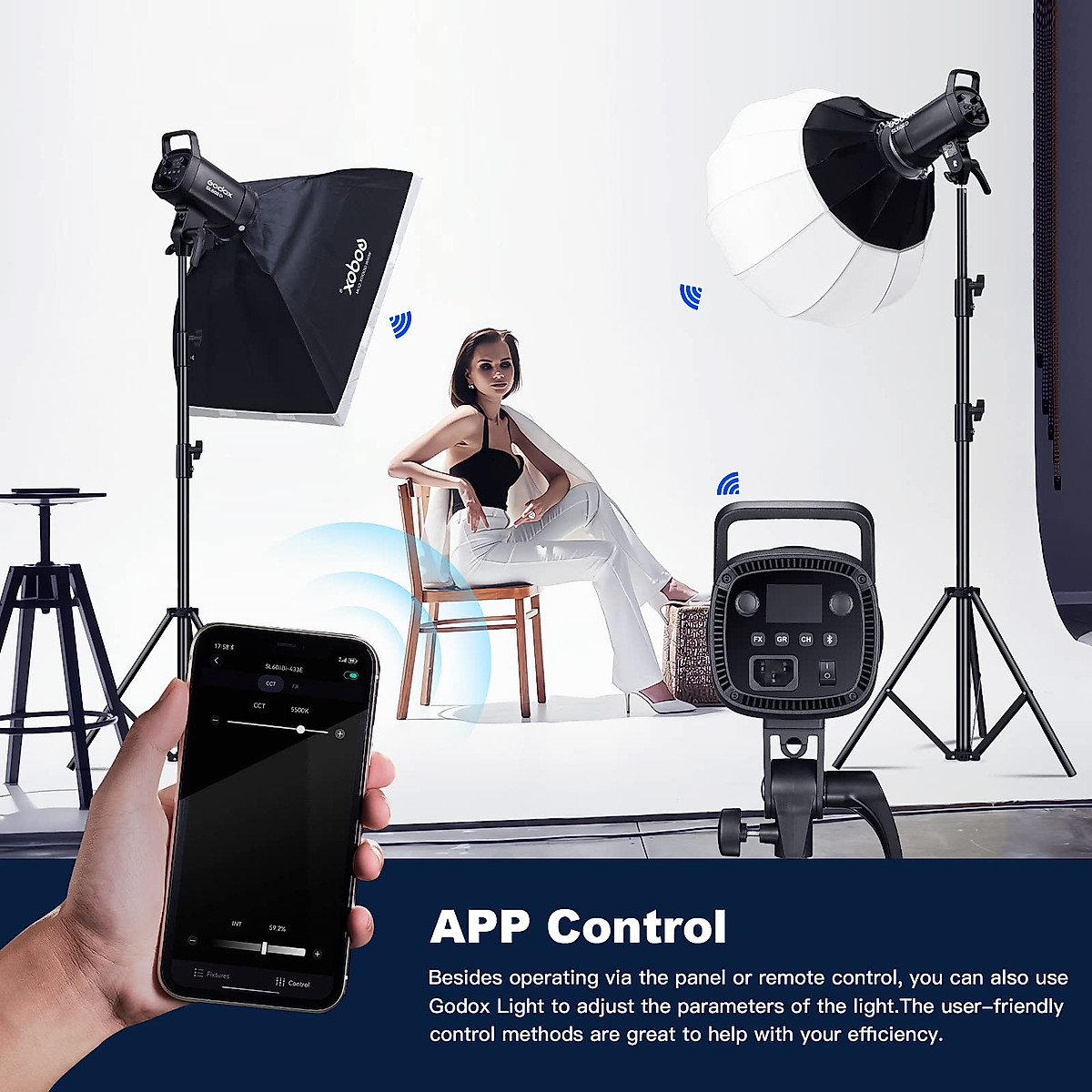 Godox SL60IID LED Video Light,60Ws White 5600K Version Countinuous Output Lighting with Bowens Mount,CRI 96+ TLCI97+,for Video Recording Wedding Product Photo... (3 Pack)